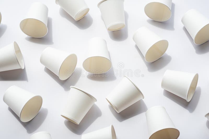 Several Disposable White Paper Cups. Mock Up To Go Coffee Cups with ...