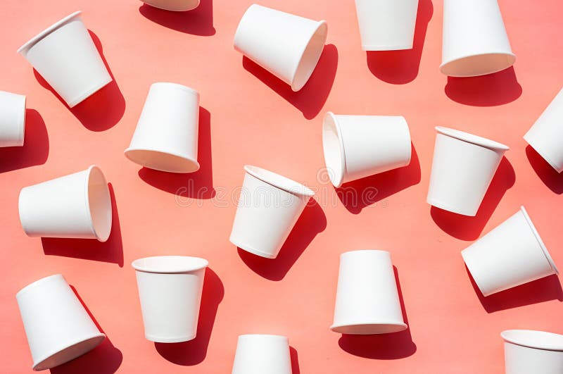 Several Disposable White Paper Cups. Mock Up To Go Coffee Cups with ...