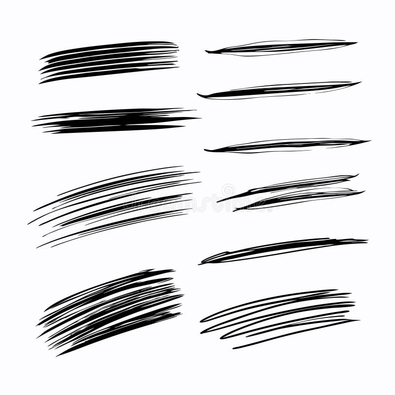 Several Distinct Black Brush Strokes in Various Styles and Intensities ...