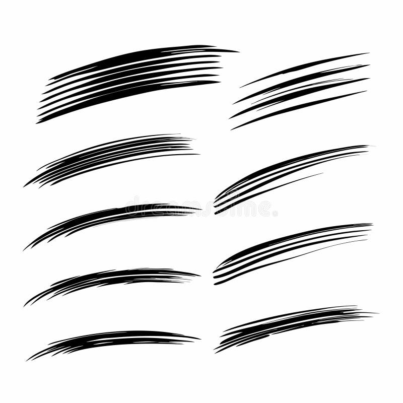Several Distinct Black Brush Strokes in Various Styles and Intensities ...