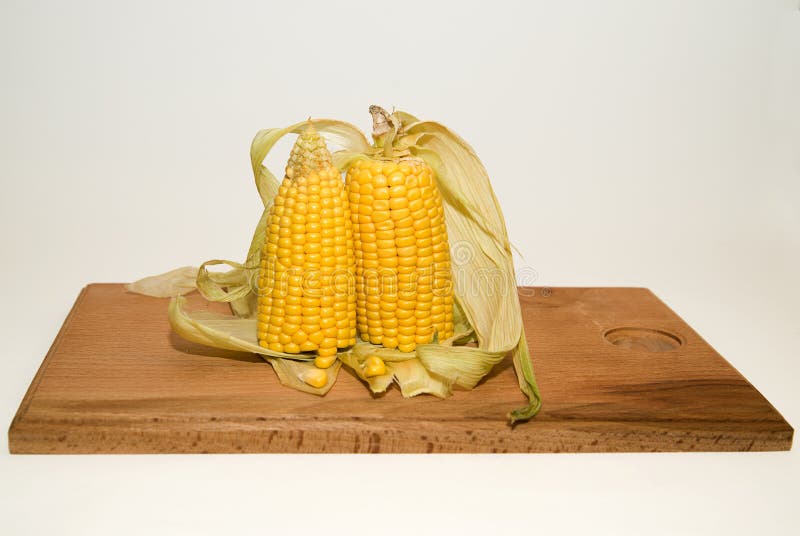 Several Ears of Corn on a Wooden Surface Stock Image - Image of maize ...