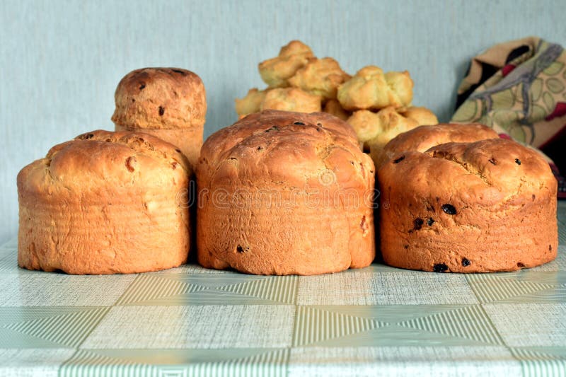 Several Easter Cakes without Decorations are on the Table. Stock Photo ...