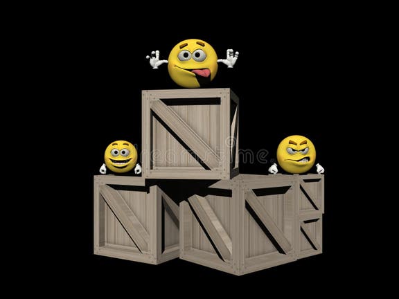 Several Emoticon on Boxes - 3d Render Stock Illustration - Illustration ...