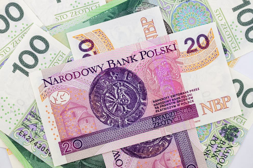 Several Examples of Polish Bank Notes Stock Image - Image of 20pln ...