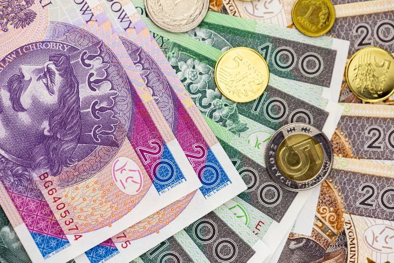 Several Examples of Polish Bank Notes and Coins Stock Image - Image of ...