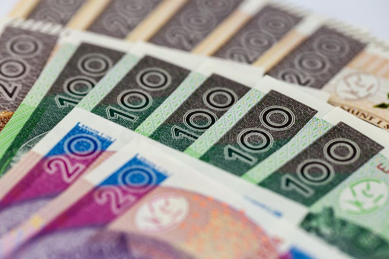 Several Examples of Polish Bank Notes Stock Image - Image of financial ...