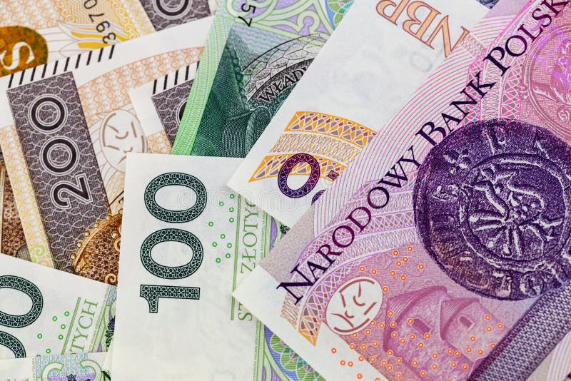 Several Examples of Polish Bank Notes Stock Photo - Image of 200pln ...