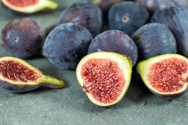 Figs on a gray background stock photo. Image of purple - 197809680