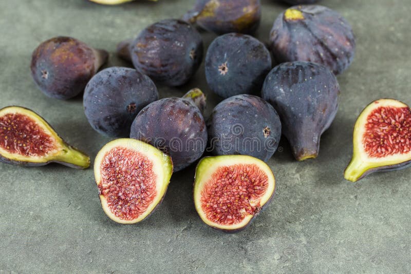 Figs on a gray background stock image. Image of inside - 197809697