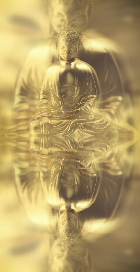 Several Figures of Buddha Meditating and Their Reflection Stock ...