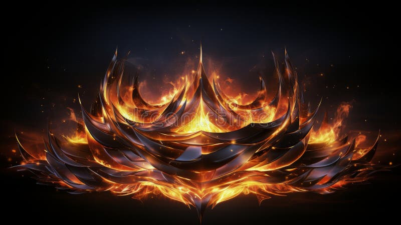 Several Fire Flames Burning on Black Background Stock Photo - Image of ...