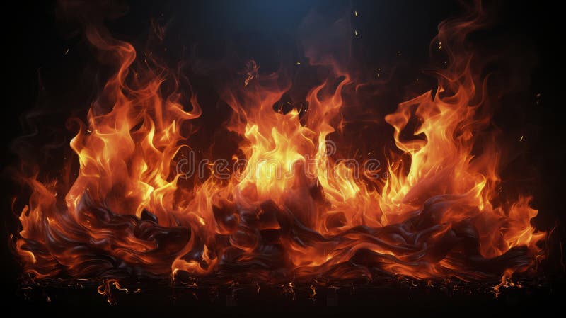 Several Fire Flames Burning on Black Background Stock Image - Image of ...