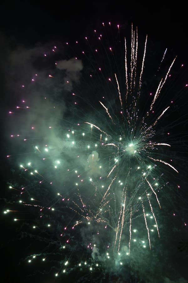 Multiple Fireworks at Night. Stock Photo - Image of colorful, contrast ...