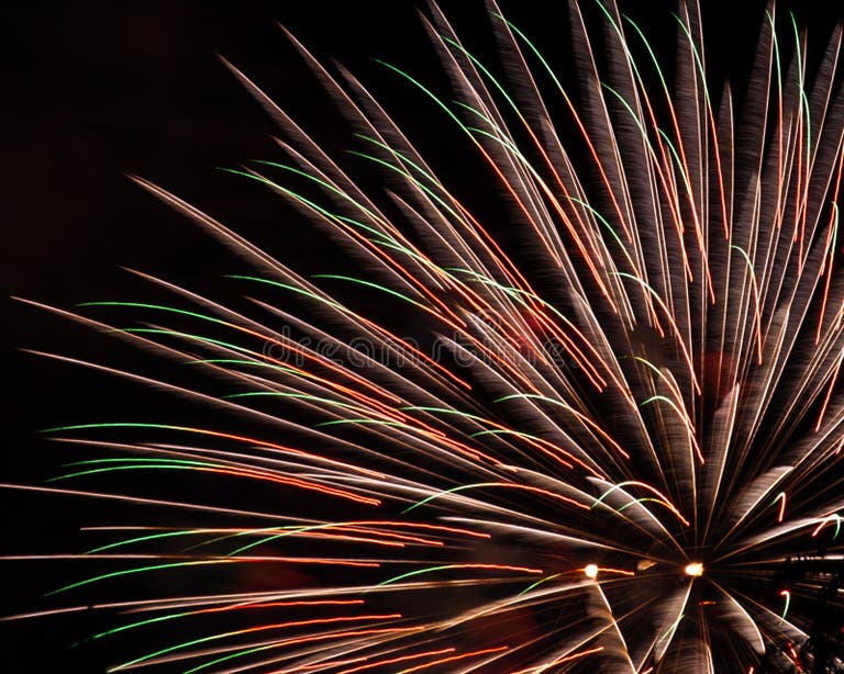 Several Fireworks Shells Exploding Stock Image - Image of green ...