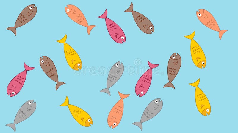 Several Fish in Random Movements on a Blue and Green Background ...