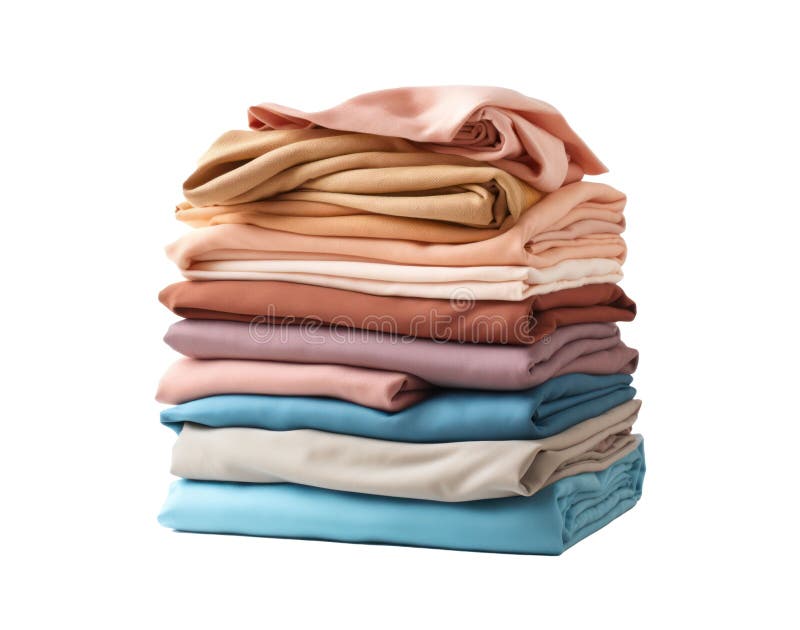 Several Folded Cloths Stacked Together on White Background Stock Photo ...
