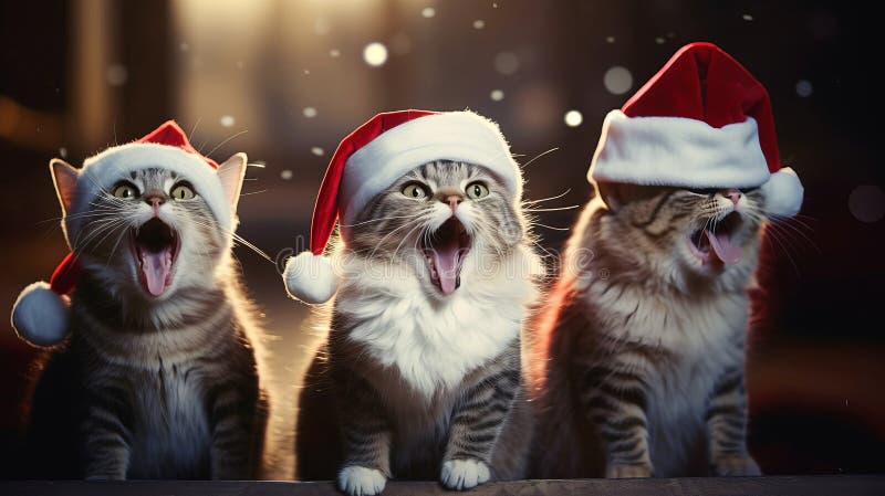 Several Funny Cats Singing Christmas Carols. AI Generated Stock Image ...