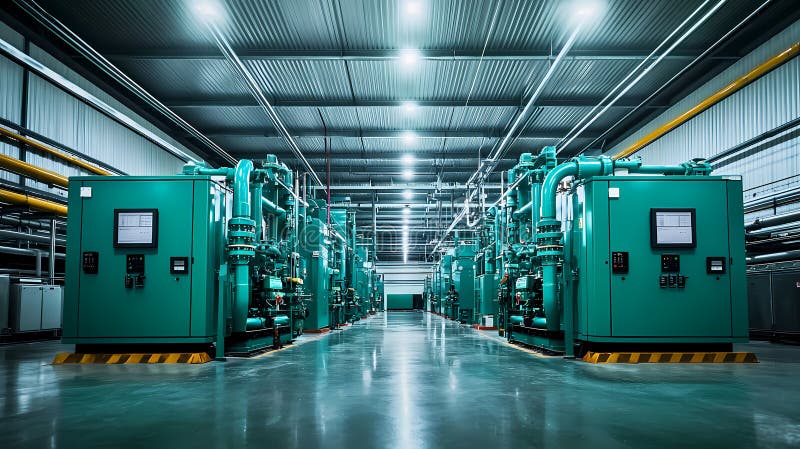 Gas Compressors Working in Modern Automated Compressor Station Building ...