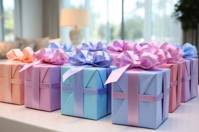 Several Gift Boxes in Pastel Colors. Stock Illustration - Illustration ...