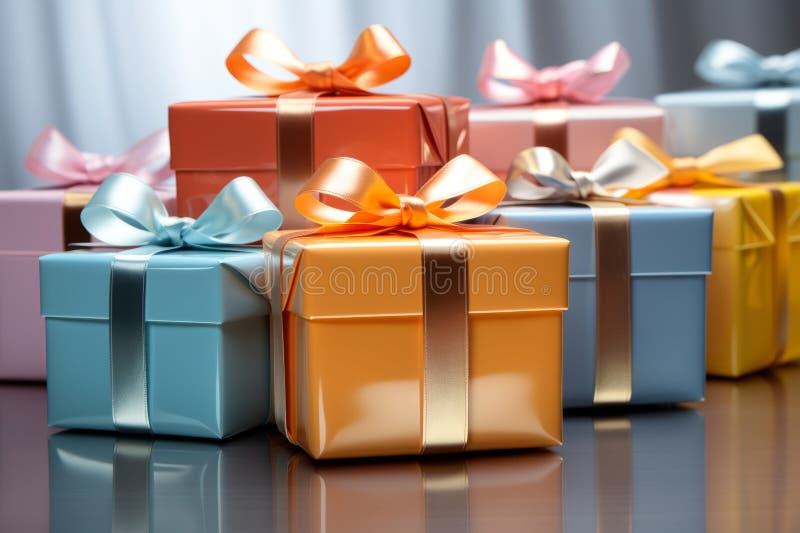 Several Gift Boxes in Pastel Colors. Stock Illustration - Illustration ...