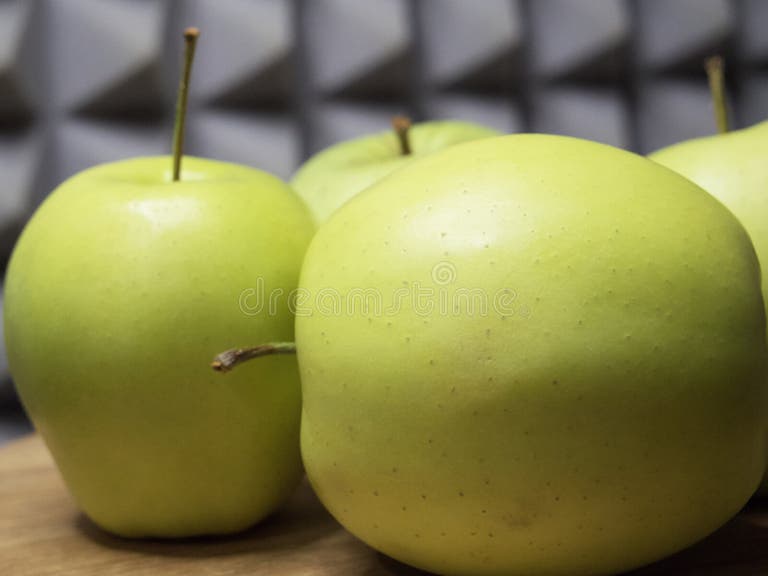 Several Green Apples, Side View. Fruit Close-up Stock Image - Image of ...