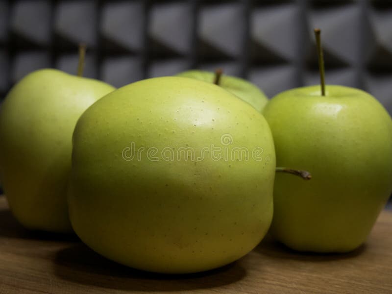Several Green Apples, Side View. Fruit Close-up Stock Image - Image of ...