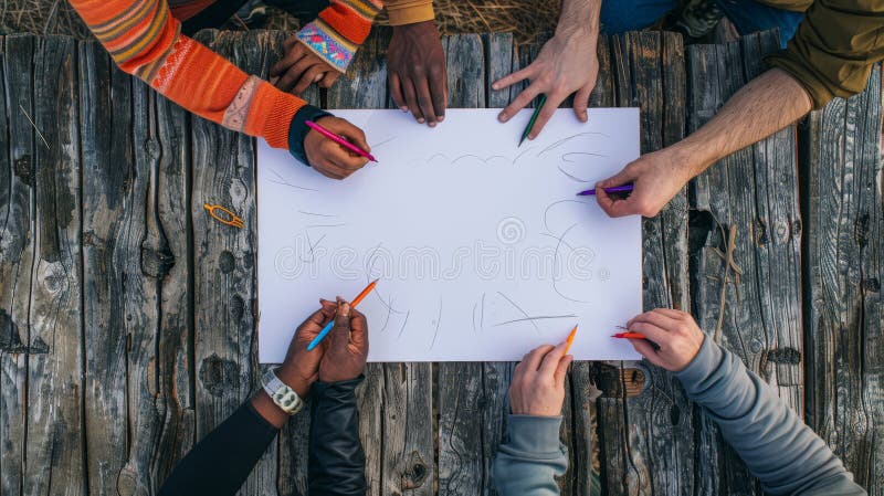 Hands Drawing on Paper.AI Generated Image Stock Photo - Image of paper ...