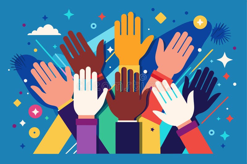 Several Hands Reaching Upwards into the Air in a Customizable Semi Flat ...