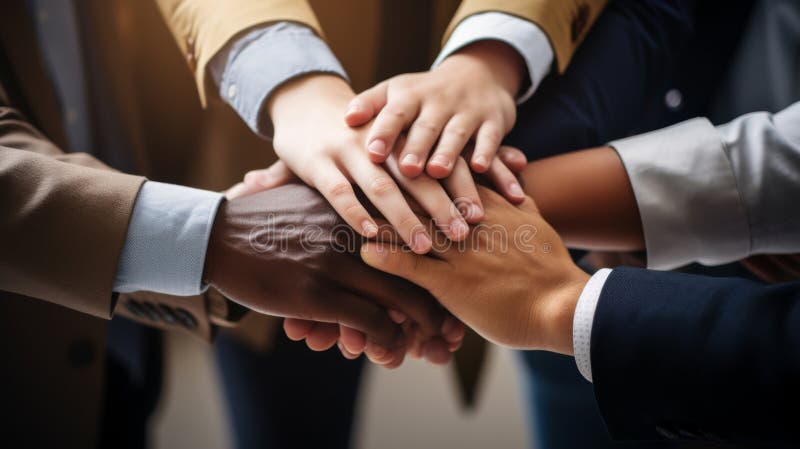 The Unified Team Hand Stack. AI Generated Stock Image - Image of ...