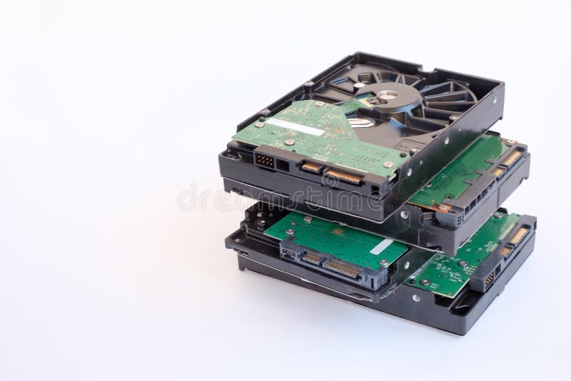 Several Hard Drive Isolated on a White. HDD Disk Stock Photo - Image of ...