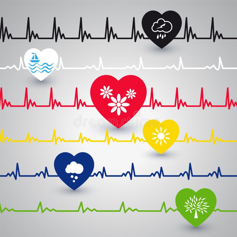 Several heartbeat lines. stock vector. Illustration of cardiology ...