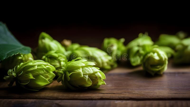 Several Hops Cones Arranged in a Pattern on a Dark Background, with ...