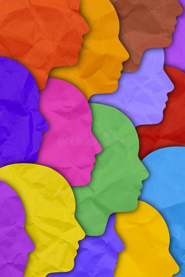 Several Human Silhouette Faces in Different Colors. Cultural Diversity ...
