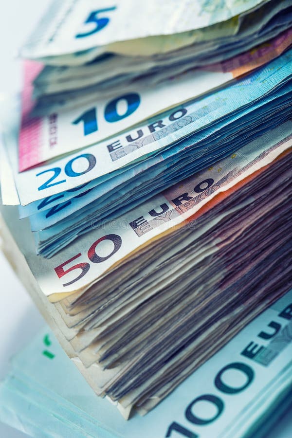 Several Hundred Euro Banknotes Stacked by Value. Stock Photo - Image of ...