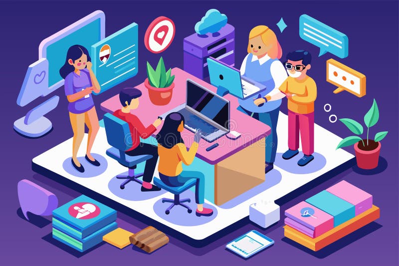 Several Individuals Gathered Around a Computer, Engaging in Group ...