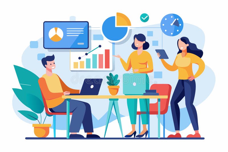 Several Individuals are Gathered Around a Table, Engaging with a Laptop ...