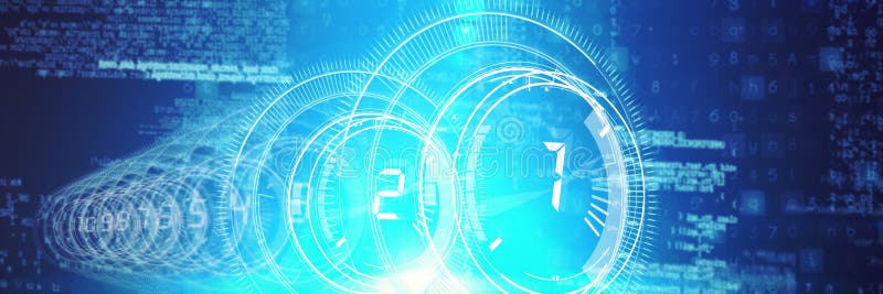 Several Interface Dial with Numbers in Dark Blue Background with Light ...