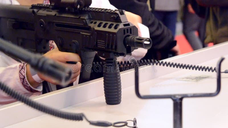 Firearms Gun Submachine Sniper Rifle Close-up. Stock Video - Video of ...