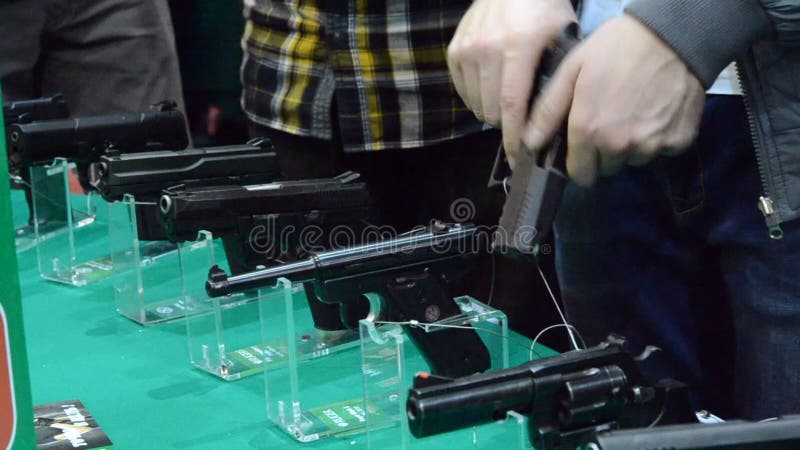 Several Large-caliber Weapons on the Table. Stock Footage - Video of ...