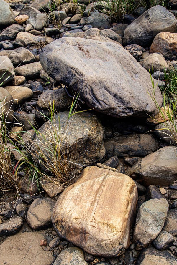Several Large River Side Rocks Stock Photo - Image of mountain ...