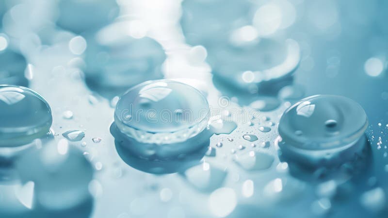 Close Up of Large Water Drops on Blue Surface Stock Illustration ...