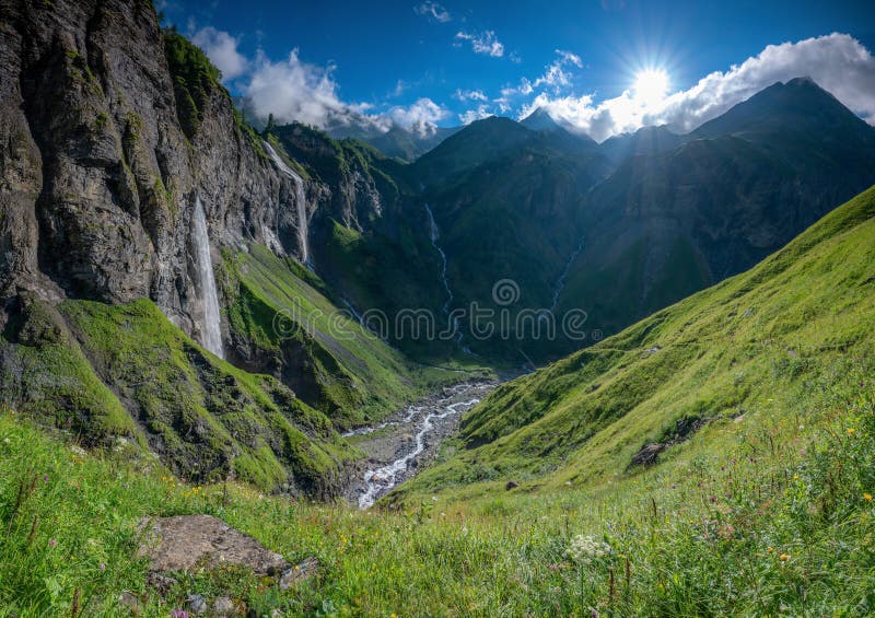 Several Large Waterfalls Falling Down Stock Image - Image of tourism ...