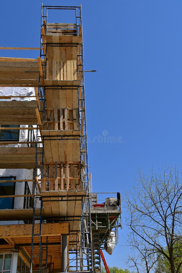 Layers of Scaffolding at a New Construction Site Stock Image - Image of ...