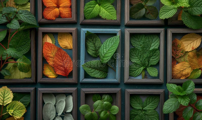Several Leaves are Grouped Together on a Wal Stock Photo - Image of ...
