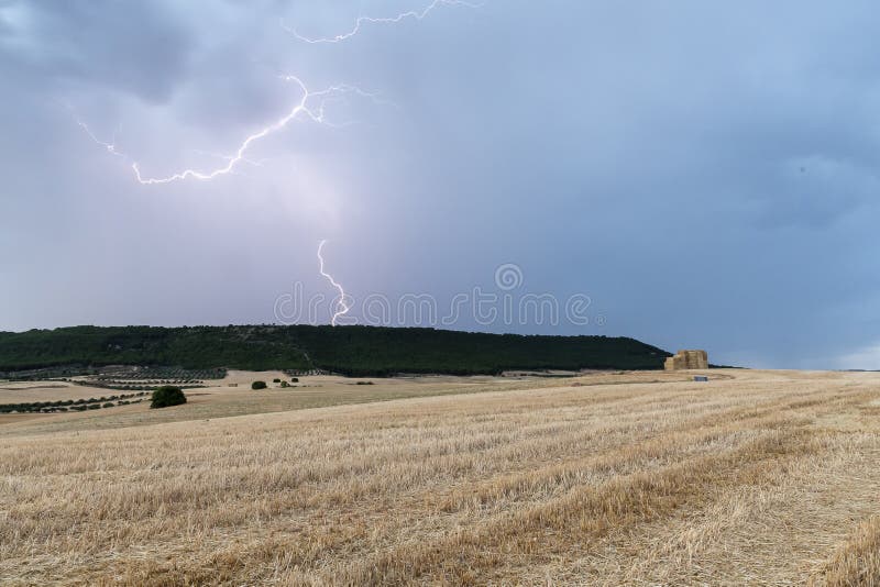 Several Lightning Strikes on a Mountain Stock Image - Image of horizon ...
