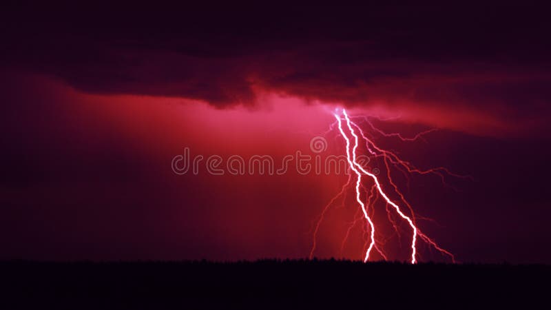 Several Lightning Strikes during a Strong Thunderstorm Over the Lake ...