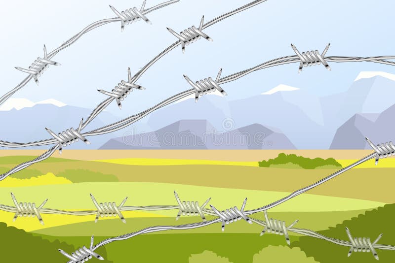 Cartoon Barbed Wire Wall Stock Illustrations – 101 Cartoon Barbed Wire ...