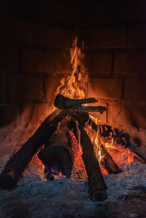 Several Logs of Wood Burning Stock Photo - Image of black, burn: 237580668