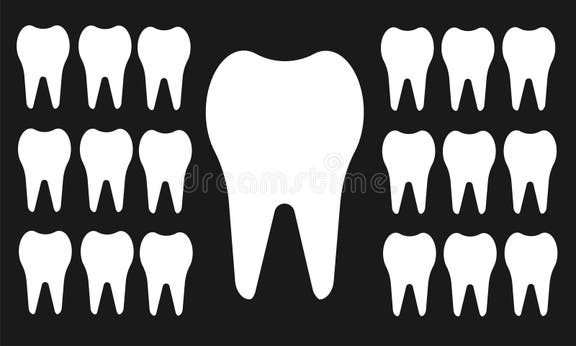 Several Many Numerous Molar Back Tooth Set Against an All Black ...