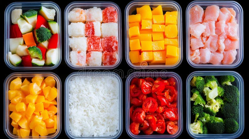 Several Meal Prep Containers are Organized in an Orderly Manner ...